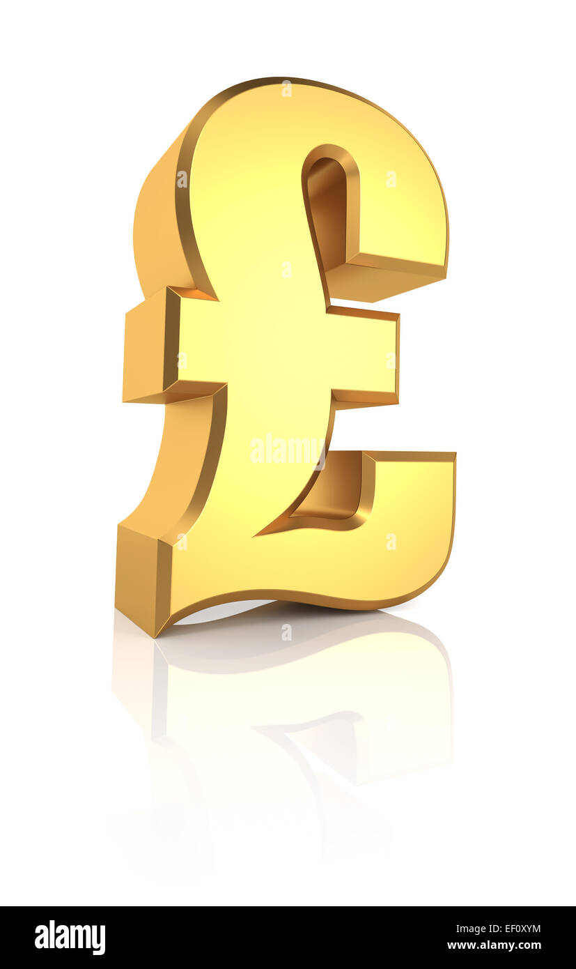 Golden pound currency symbol isolated on white with clipping path Stock ...