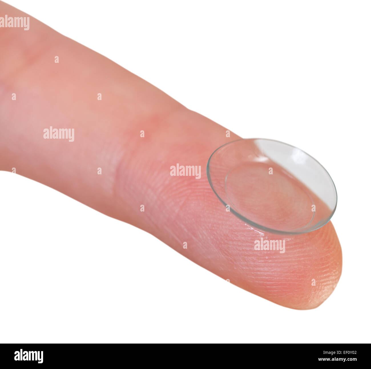 corrective lens on finger close up isolated on white background Stock ...