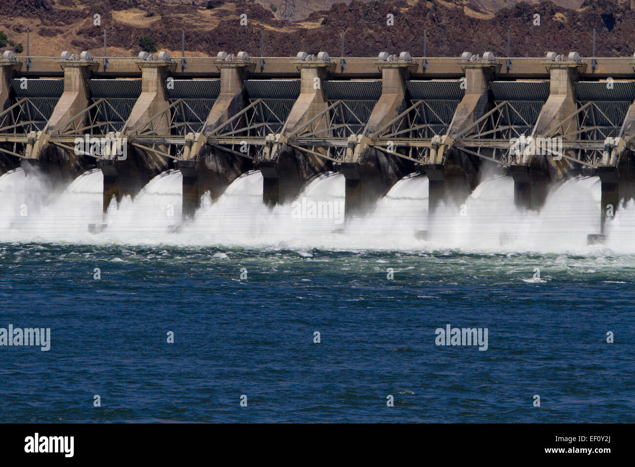 Close-up view of the John Day Dam a concrete gravity run-of-the-river ...