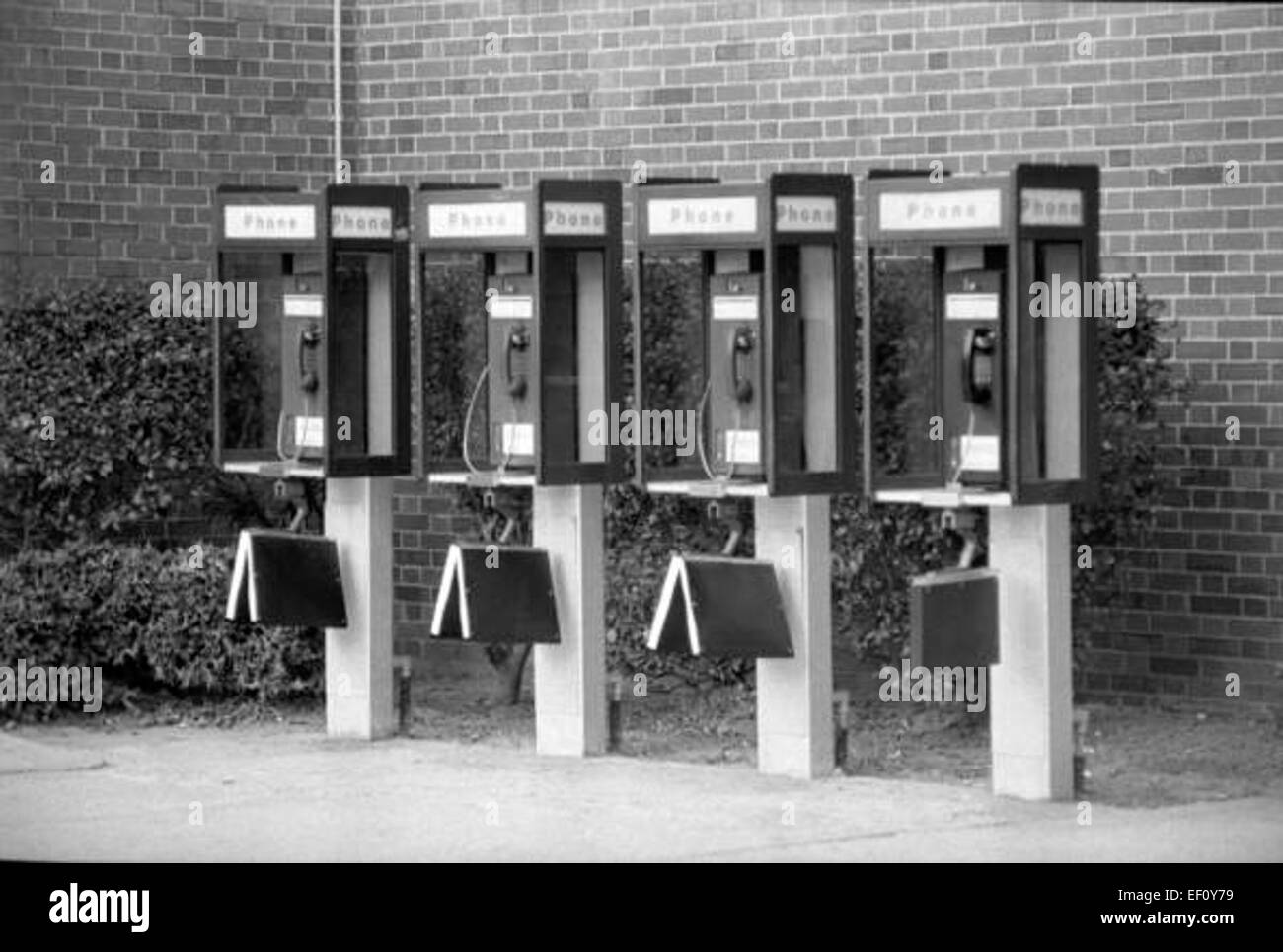 A row of traditional phone booths is seen on the campus of Florida A&M ...