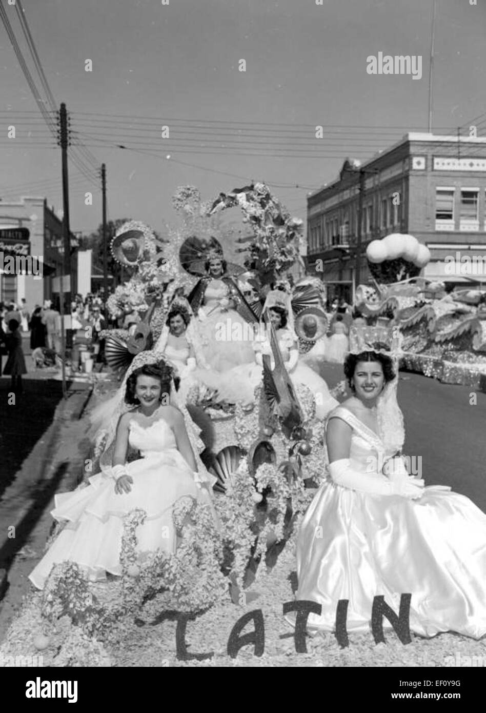 A photograph showing women on a float during the Gasparilla Parade in ...