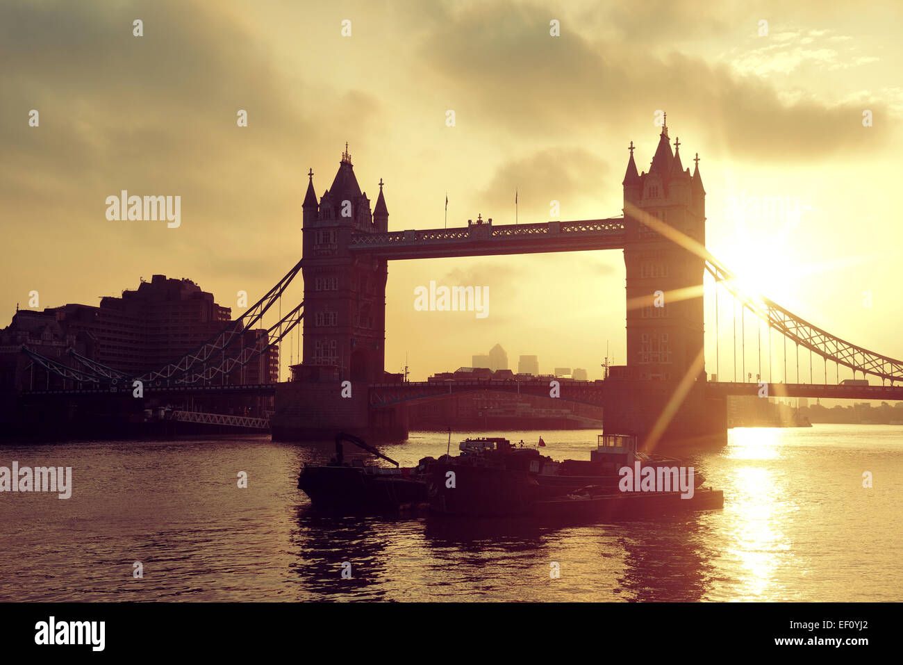 Tower Bridge silhouette over Thames River in London Stock Photo - Alamy