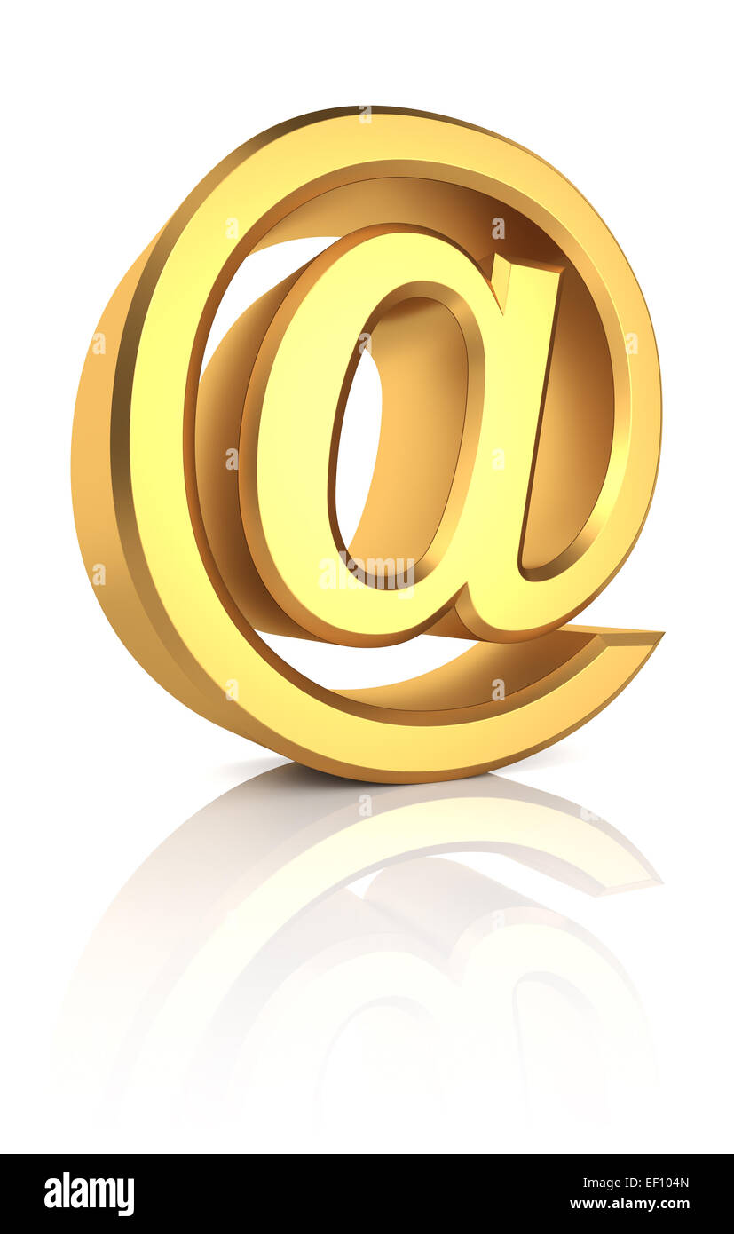 Golden email symbol isolated on white background. 3d render Stock Photo ...