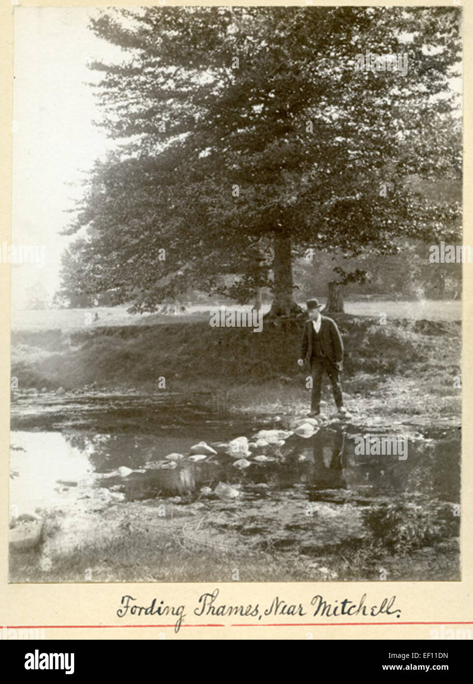 A historic scene of fording the Thames River near Mitchell ...