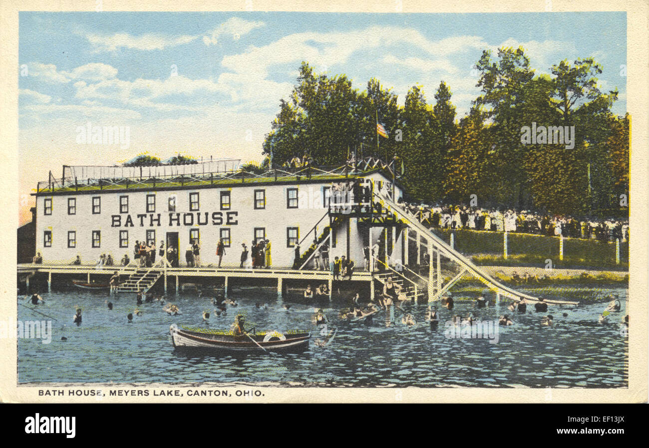 The Bath House at Meyers Lake, captured in this image, reflects early ...