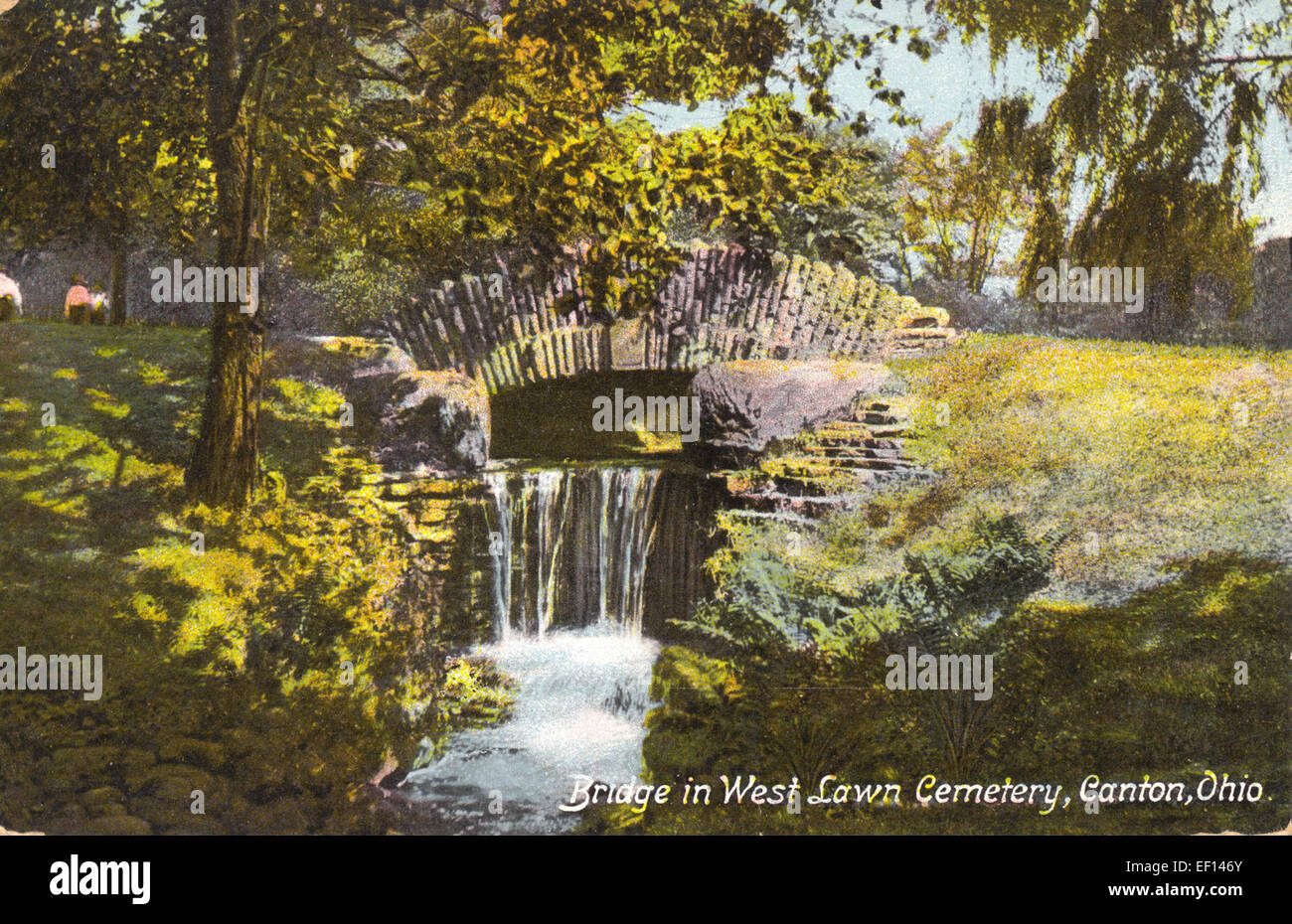 This photograph features a bridge located within West Lawn Cemetery ...