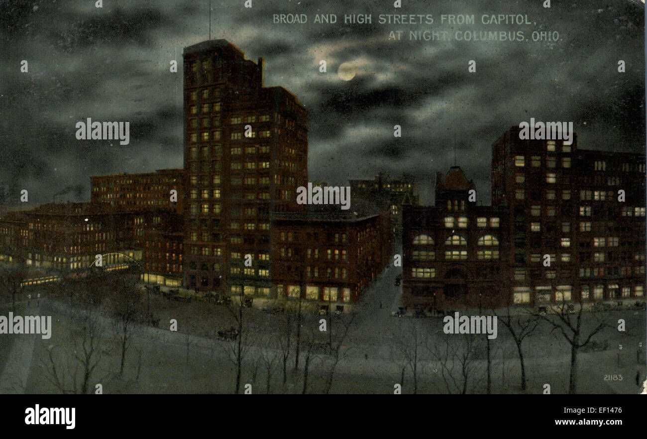 Broad and High Streets from Capitol At Night 160 Stock Photo - Alamy