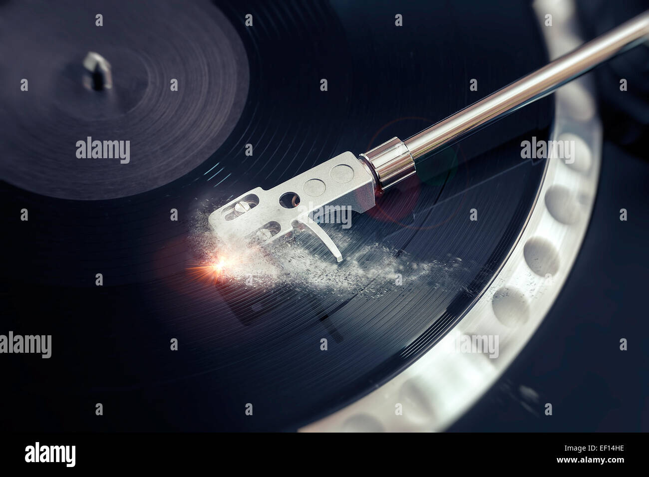 vinyl laying on a record player - scratching the surface Stock Photo ...