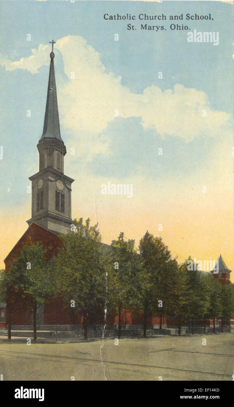 This photo showcases the Catholic Church and School, a combined ...