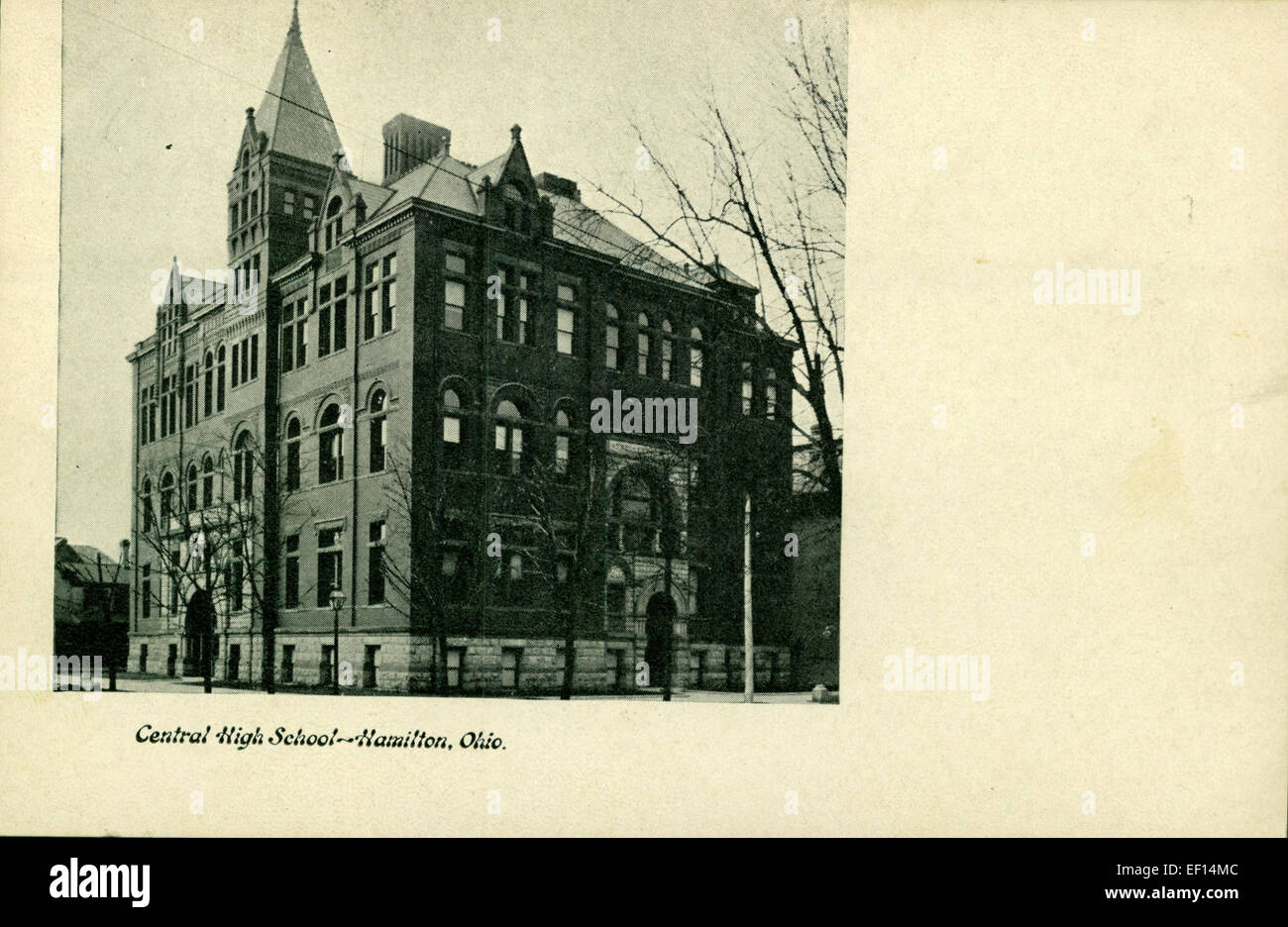 A view of Central High School in Hamilton, Ohio, captured in a vintage ...
