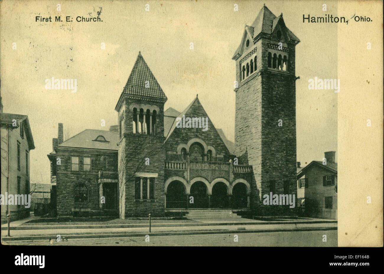 This image captures the First Methodist Episcopal Church in Hamilton ...