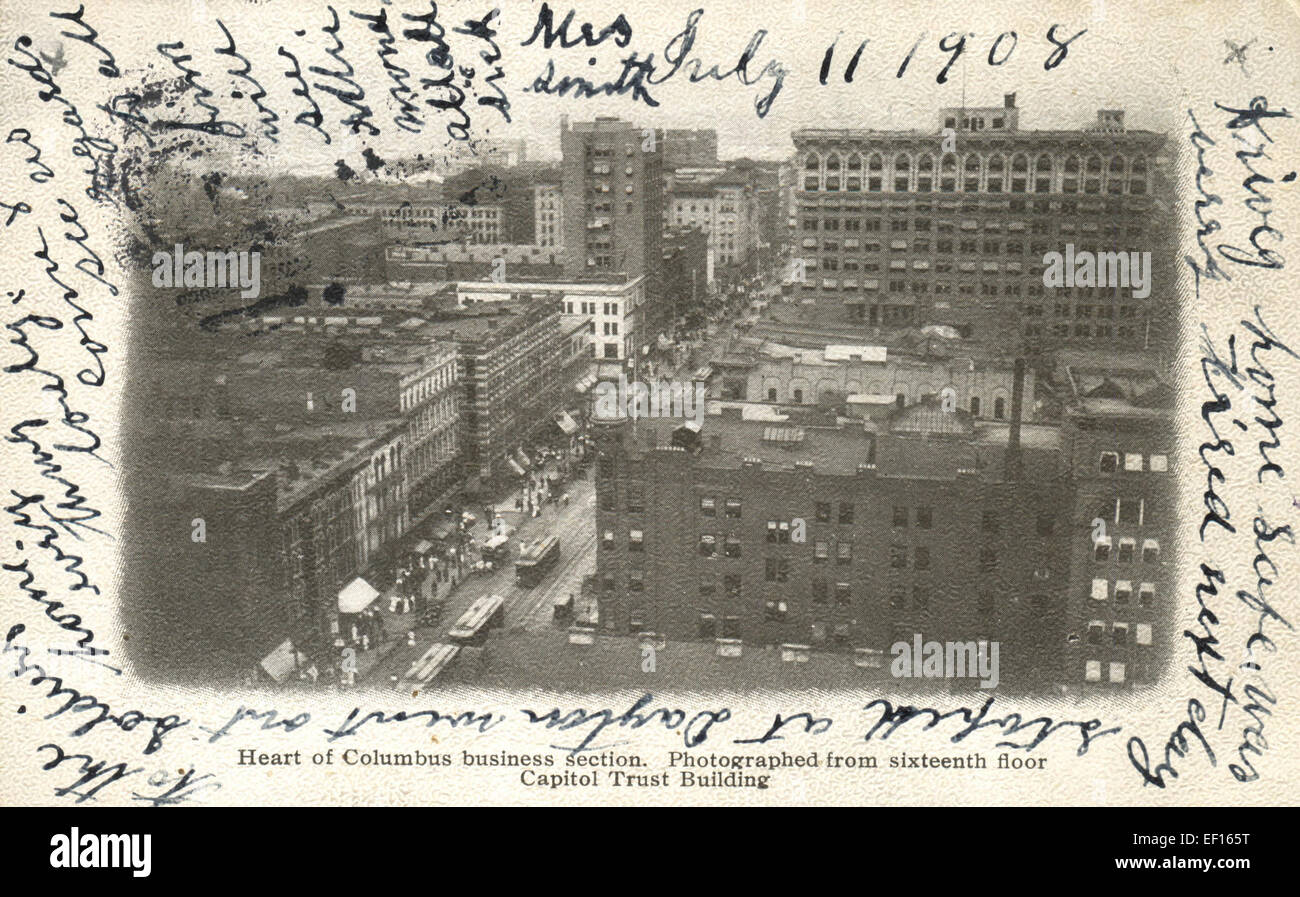 An aerial view of the heart of Columbus, Ohio's business section ...