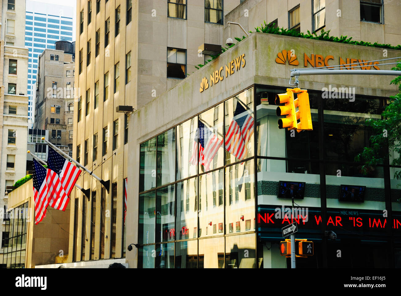 American flags rockefeller center manhattan hi-res stock photography ...