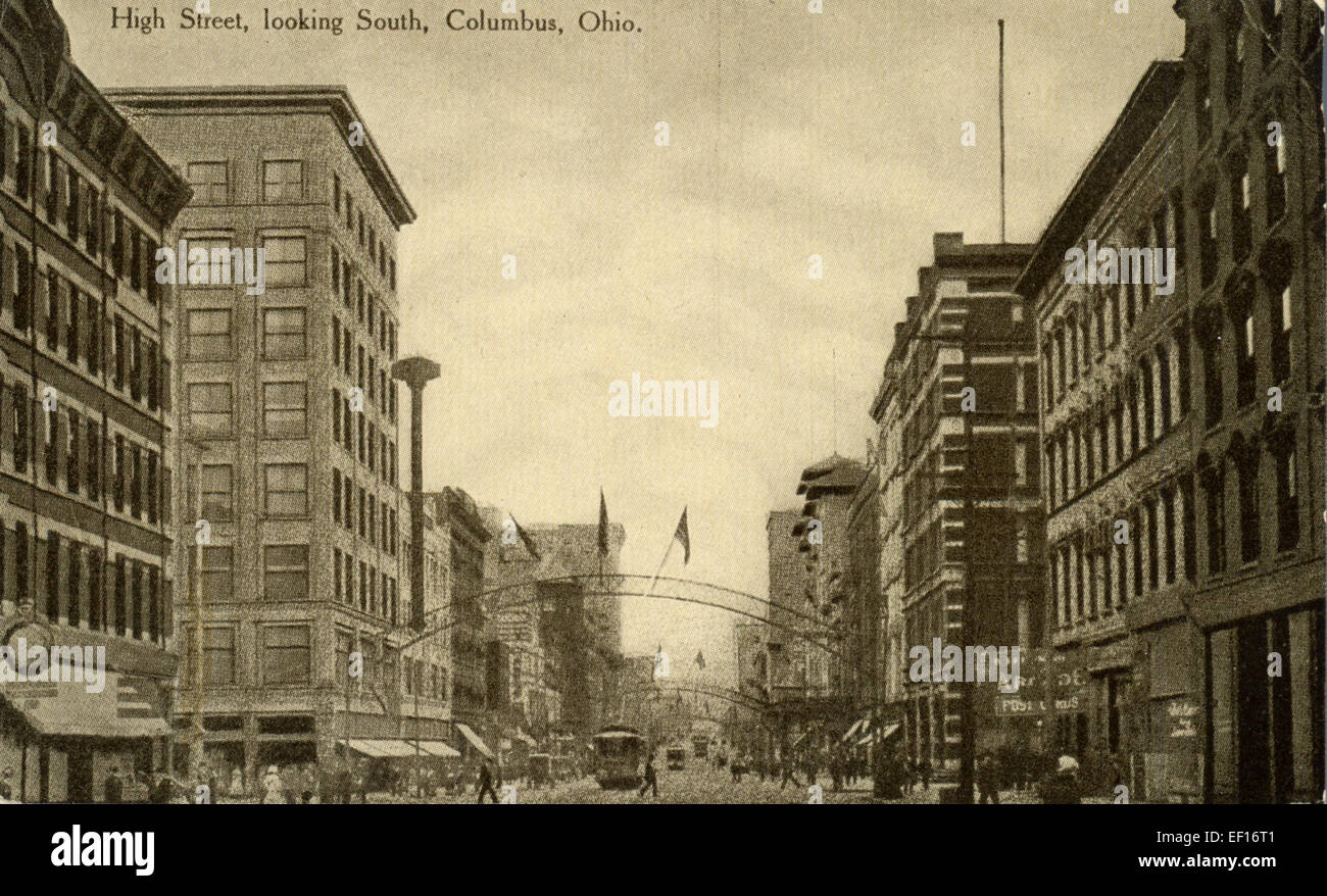 A view of High Street in Columbus, Ohio, looking south. The street is a ...