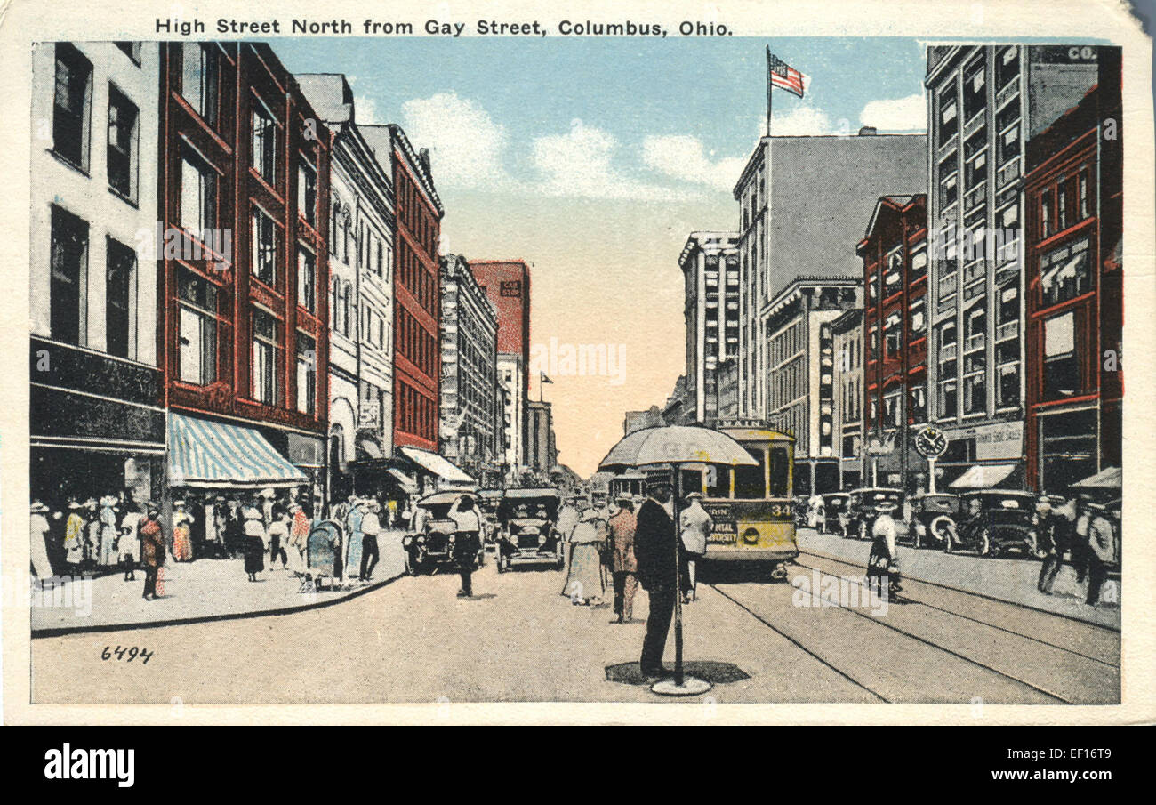 Bustling street scene features historic architecture hi-res stock ...