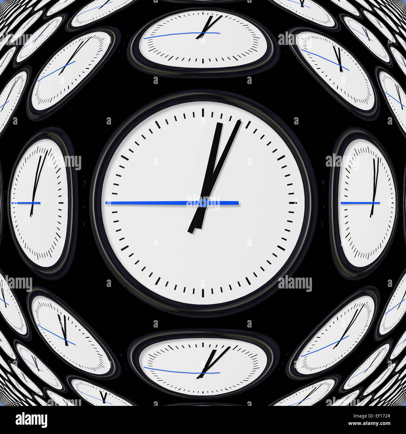 Giant round wall clock on a black background Stock Photo - Alamy