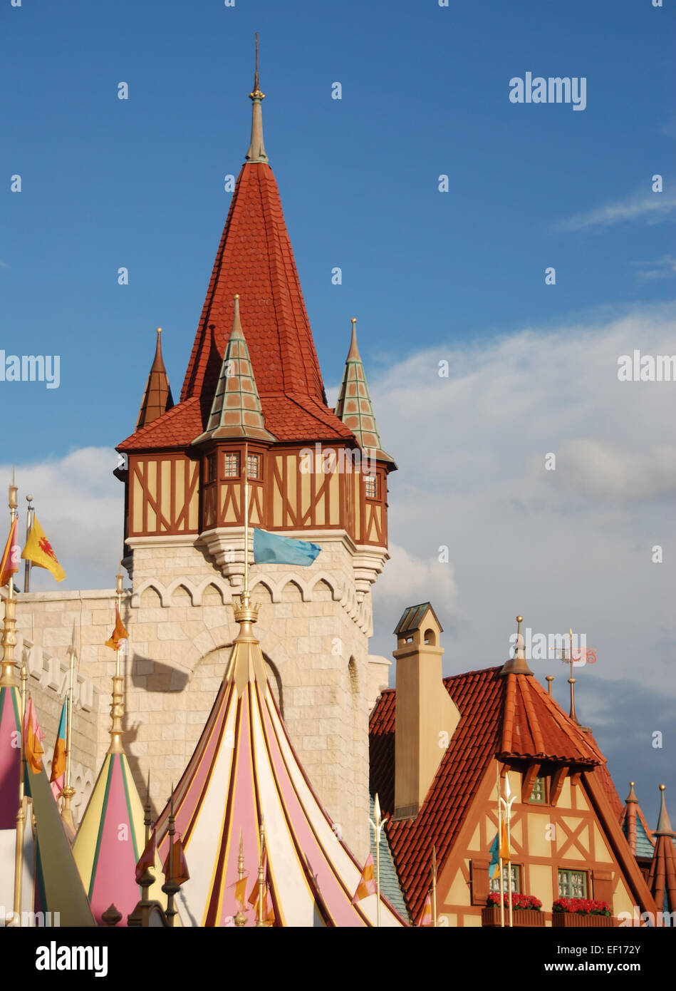 Medieval castle with tall towers and flags Stock Photo - Alamy Medieval castle with tall towers and flags Stock Photo - Alamy
