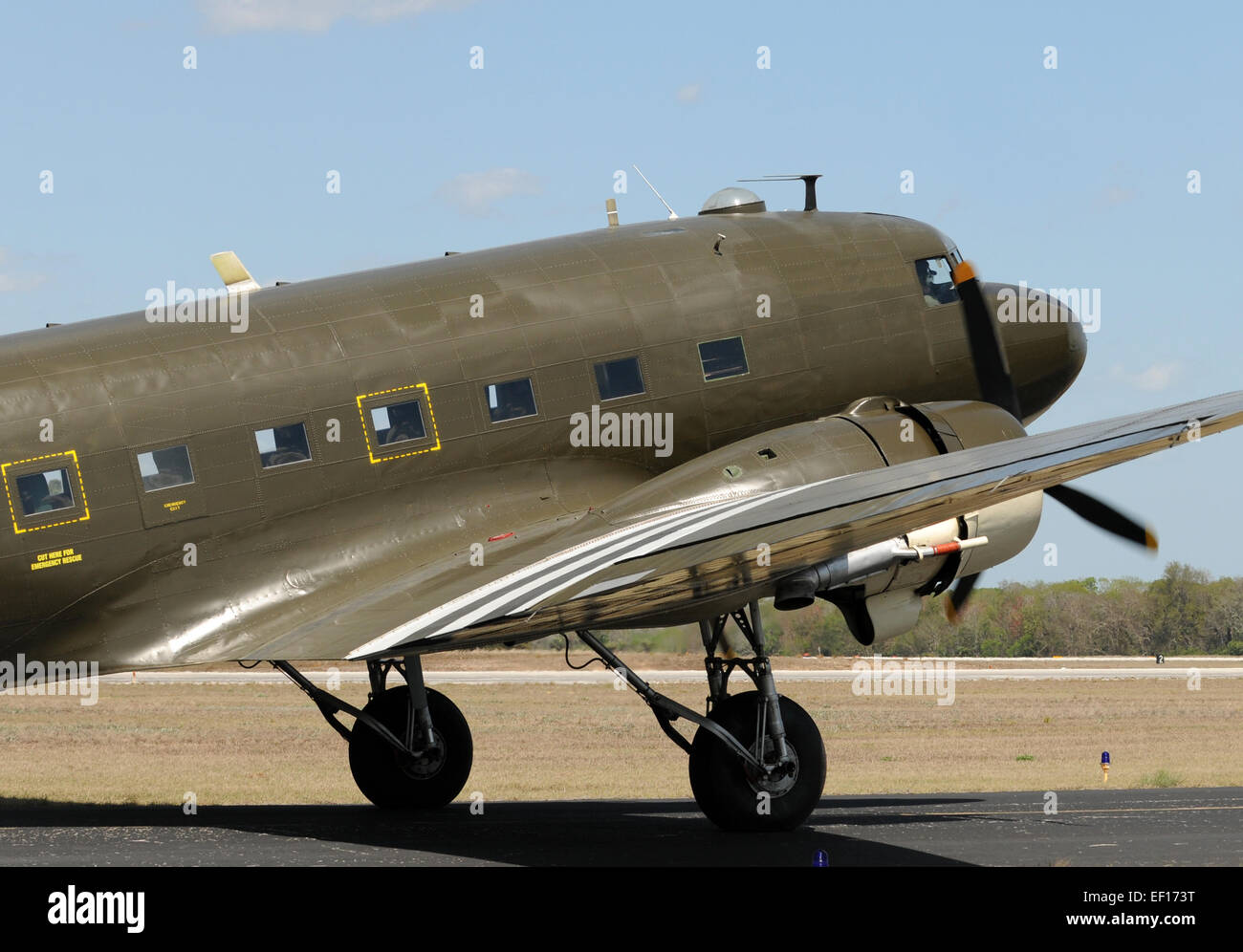 World War II era transport airplane taxiing on the ground Stock Photo ...