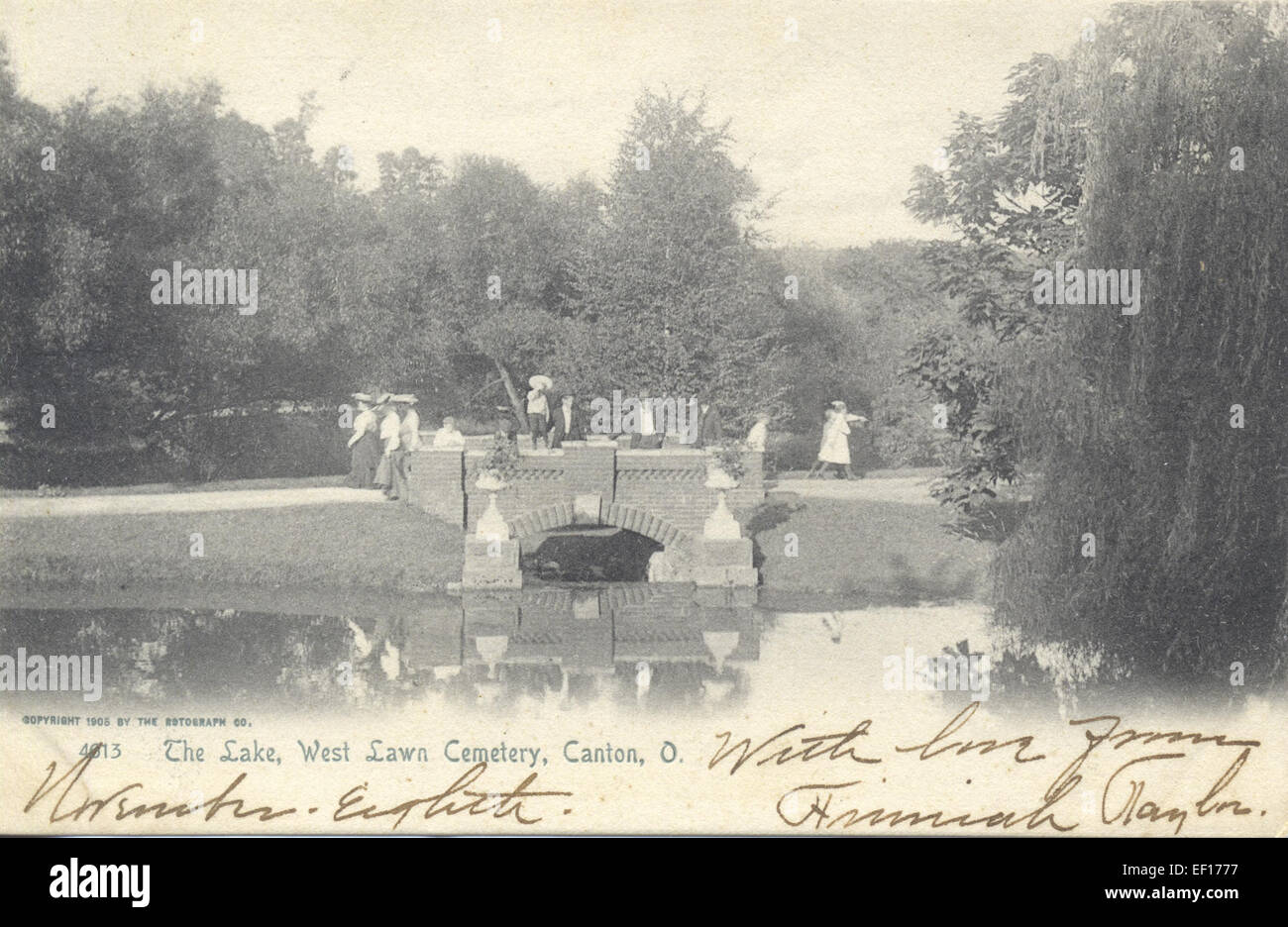 This postcard image features West Lawn Cemetery in Canton, Ohio. It ...