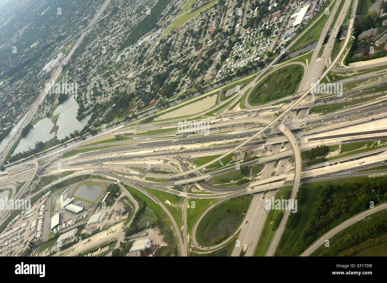 Aerial view of highway traffic interchange Stock Photo - Alamy