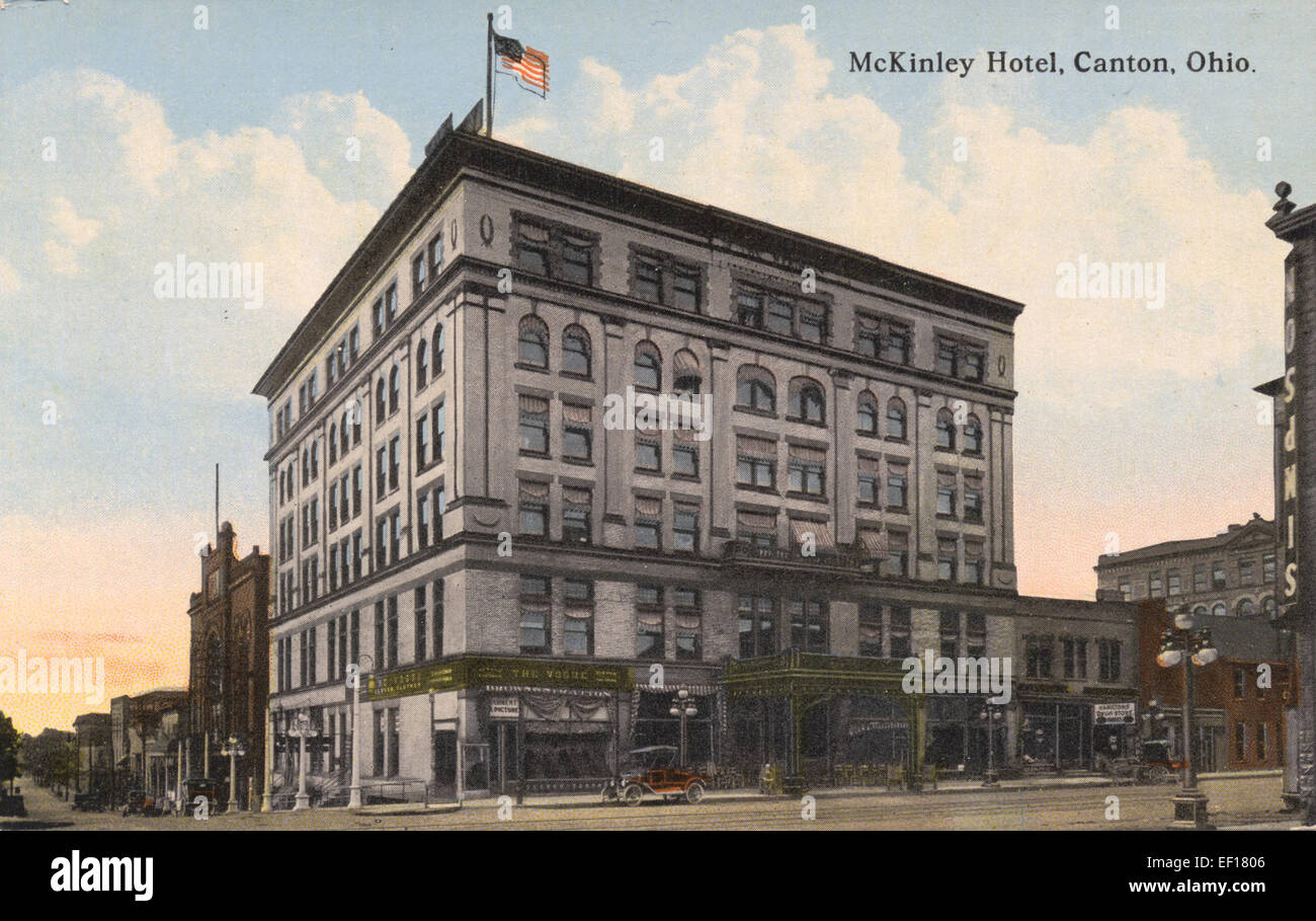 A historical photograph of the McKinley Hotel in Canton, showcasing the ...