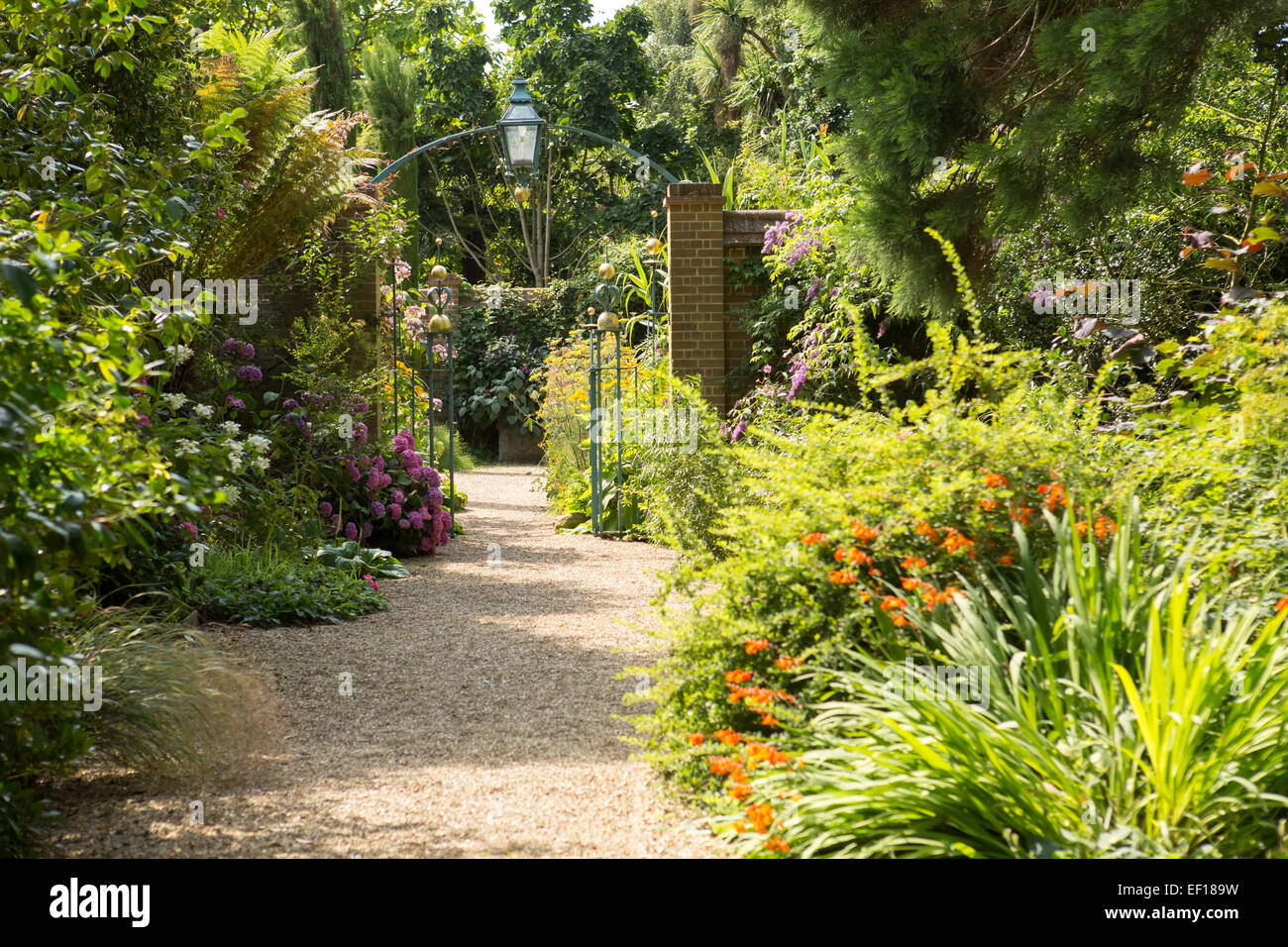 Shingle path through East Ruston Old Vicarage Gardens, Norfolk Stock ...