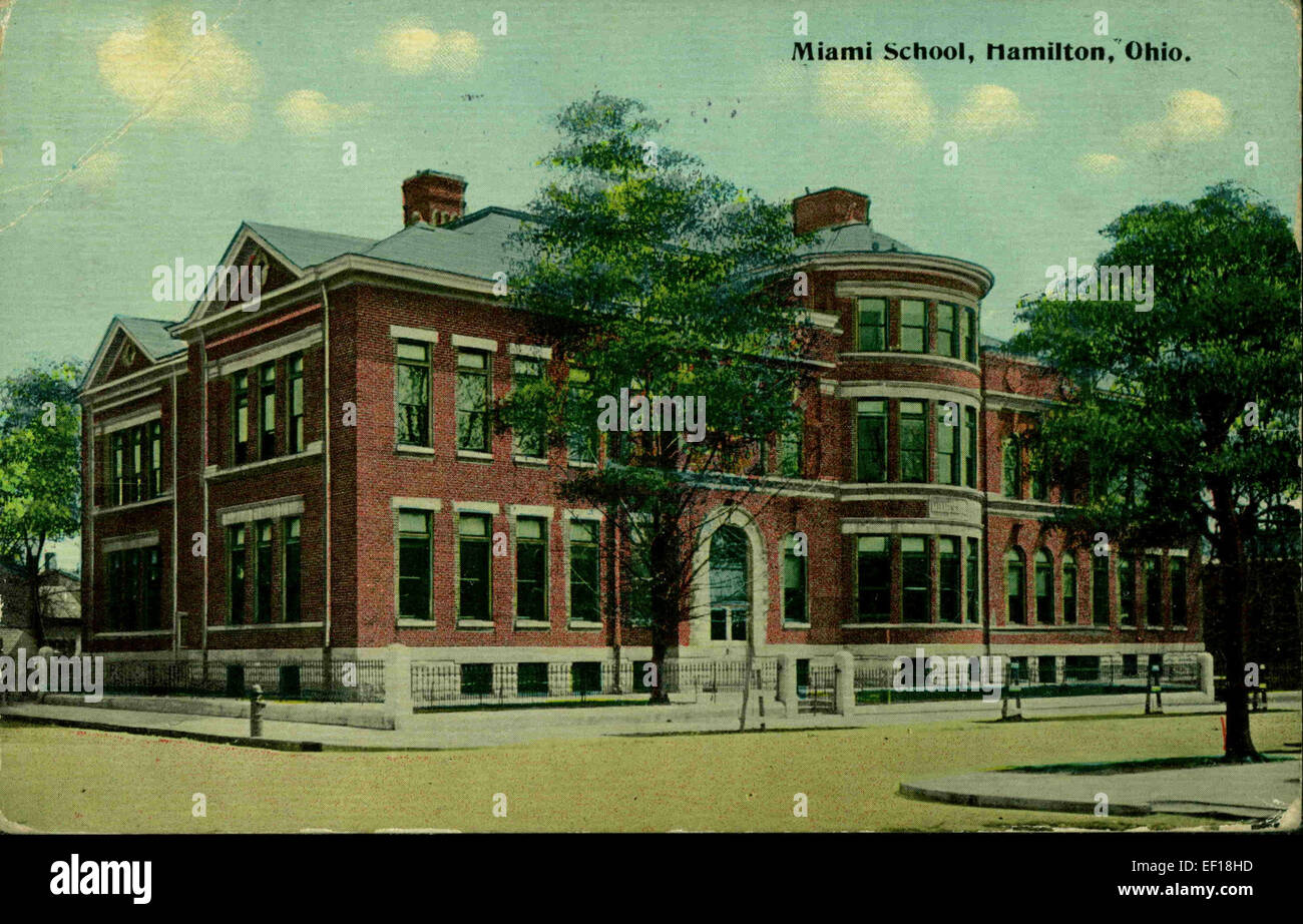 This image showcases a historical view of a Miami school in Hamilton ...