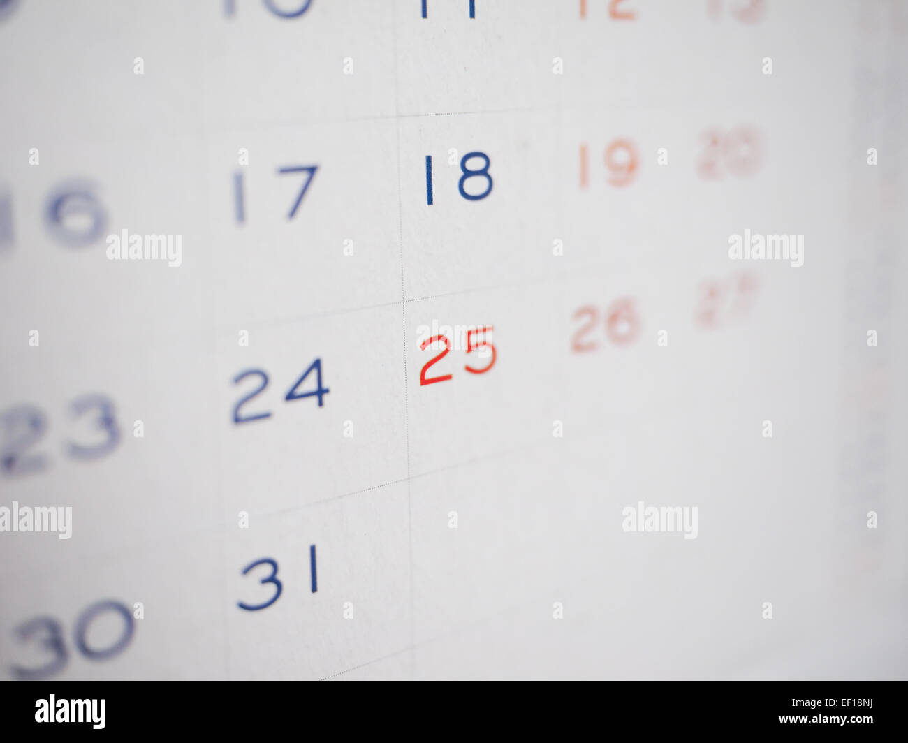 Detail of a calendar page with dates Stock Photo - Alamy