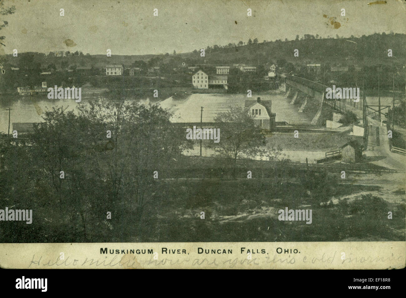 A photograph of the Muskingum River near Duncan Falls, Ohio. The river ...