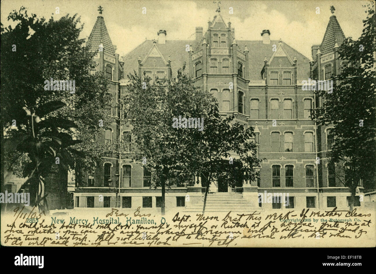 A photograph of the New Mercy Hospital, highlighting its architectural ...