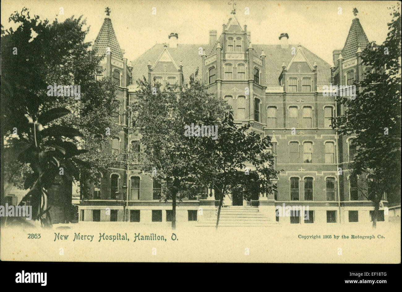 New Mercy Hospital is depicted in this historical image, showcasing its ...