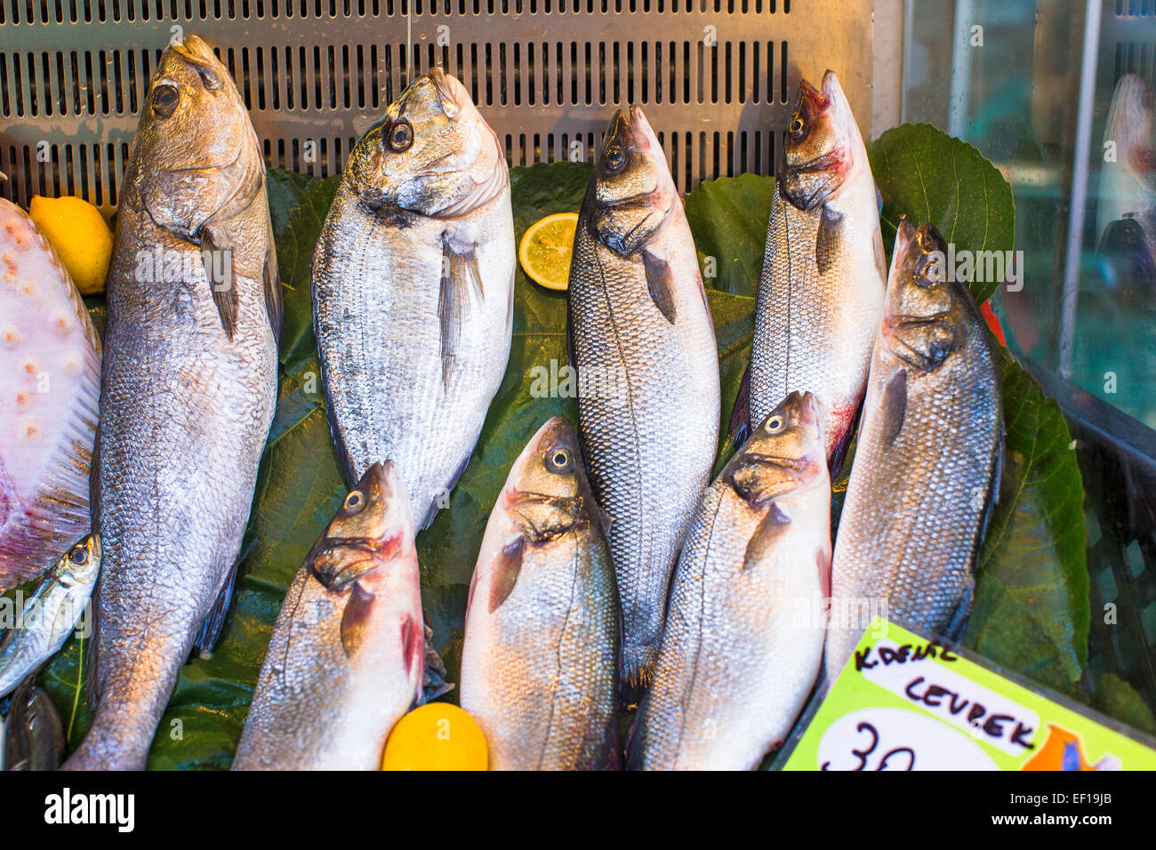 Fish market with fresh sea fishes Stock Photo - Alamy