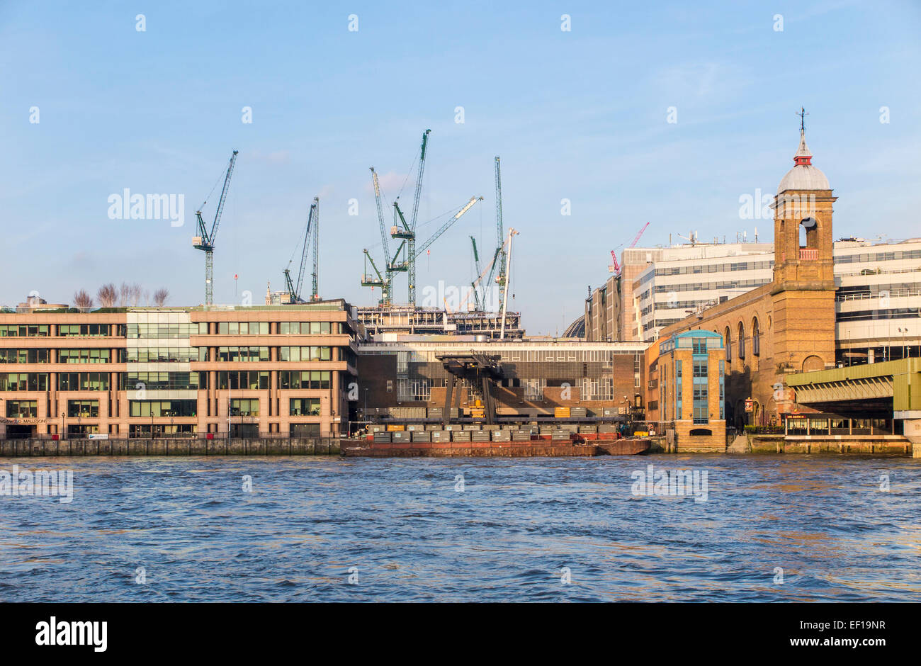 View of Stanhope tower cranes on the London skyline on the Bloomberg ...