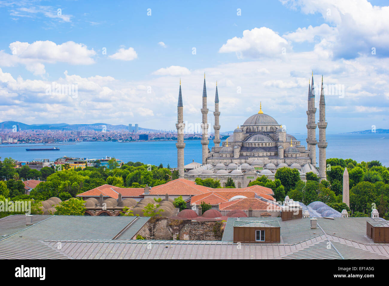 Incredible beautiful view of Blue Mosque from hotel terrace Stock Photo ...