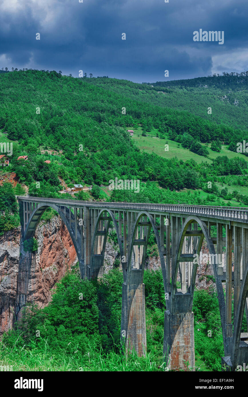 bridge viaduct mountain forest summer nature landscape Stock Photo - Alamy