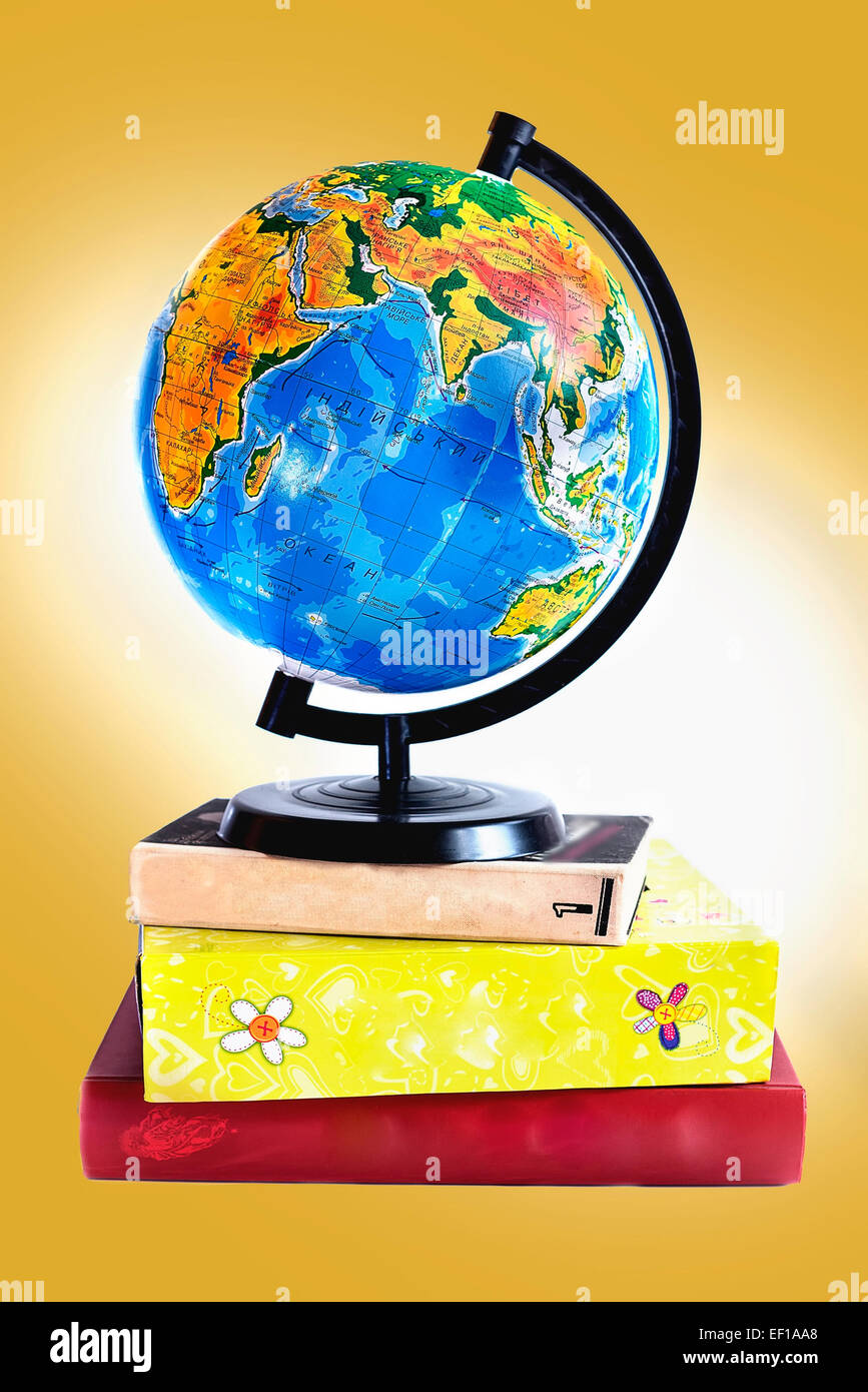 Globe on books world of school science teaching geography Stock Photo ...