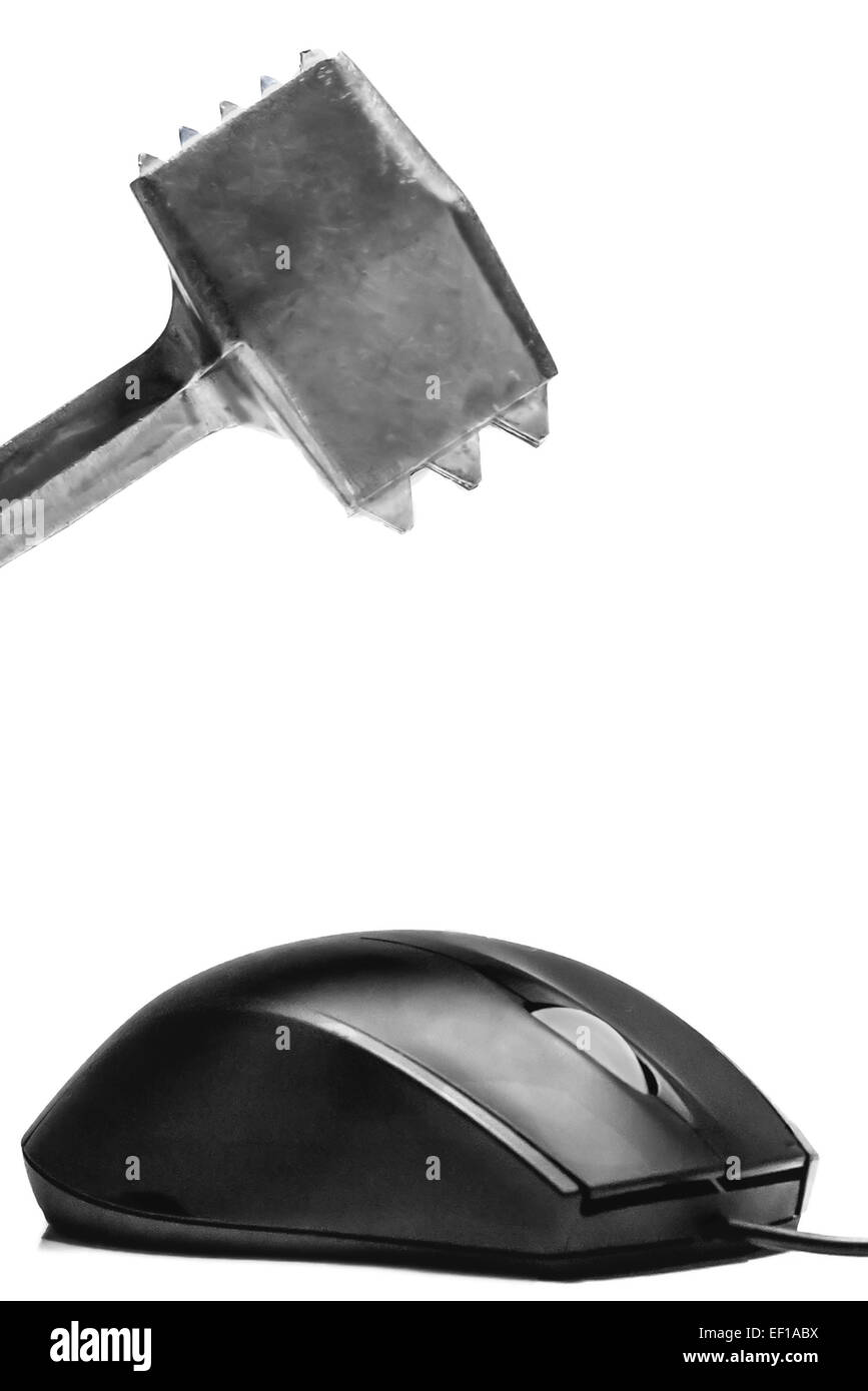 Computer mouse black and hammer isolate digital technique Stock Photo ...