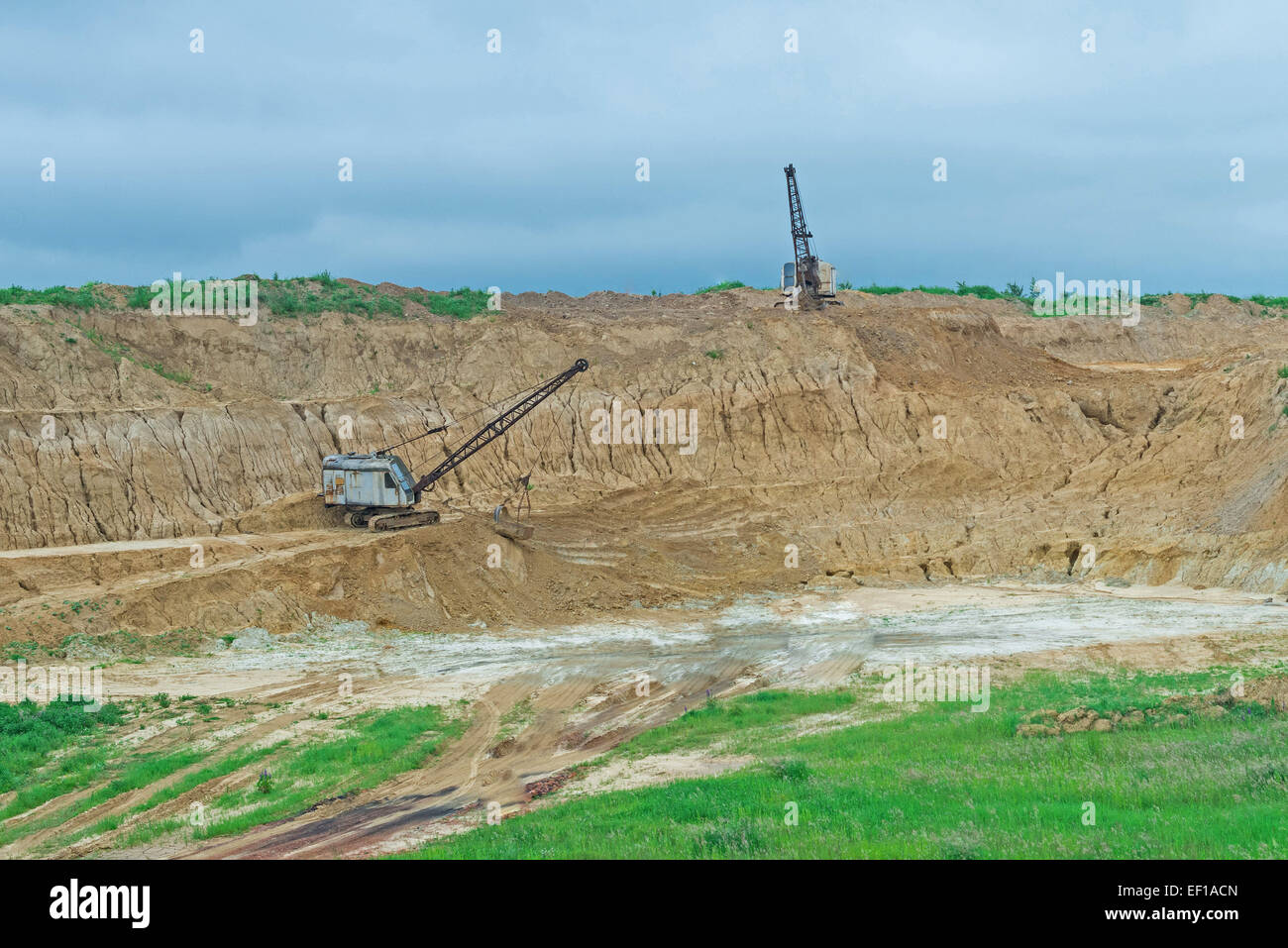 open-cast, borrow pit, bulldozer, gopher, cave Stock Photo - Alamy