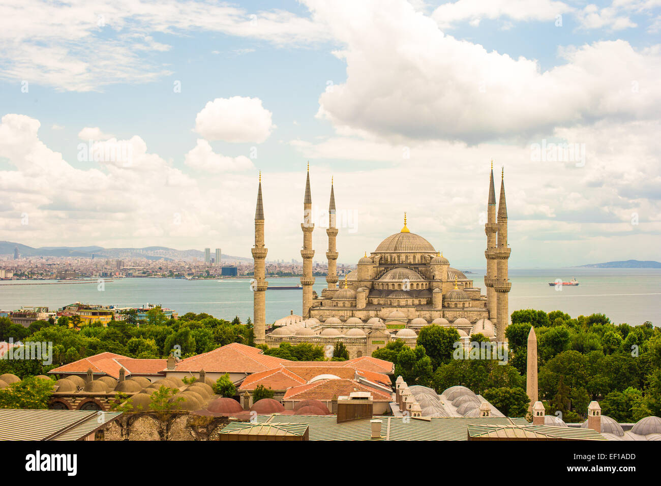 Incredible beautiful view of Blue Mosque from hotel terrace Stock Photo ...