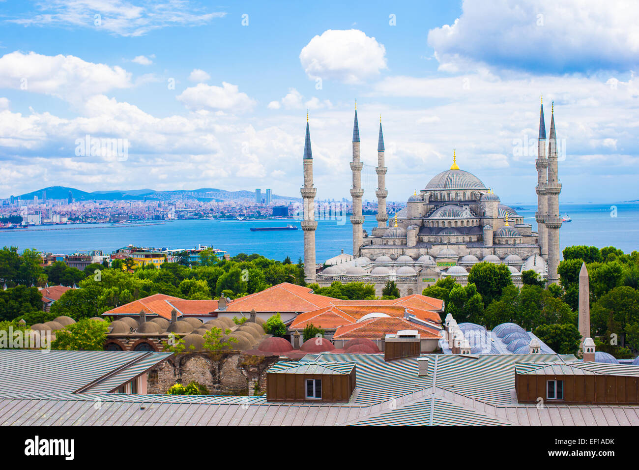 Incredible beautiful view of Blue Mosque from hotel terrace Stock Photo ...
