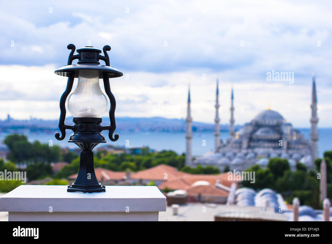 Incredible beautiful view of Blue Mosque from hotel terrace Stock Photo ...