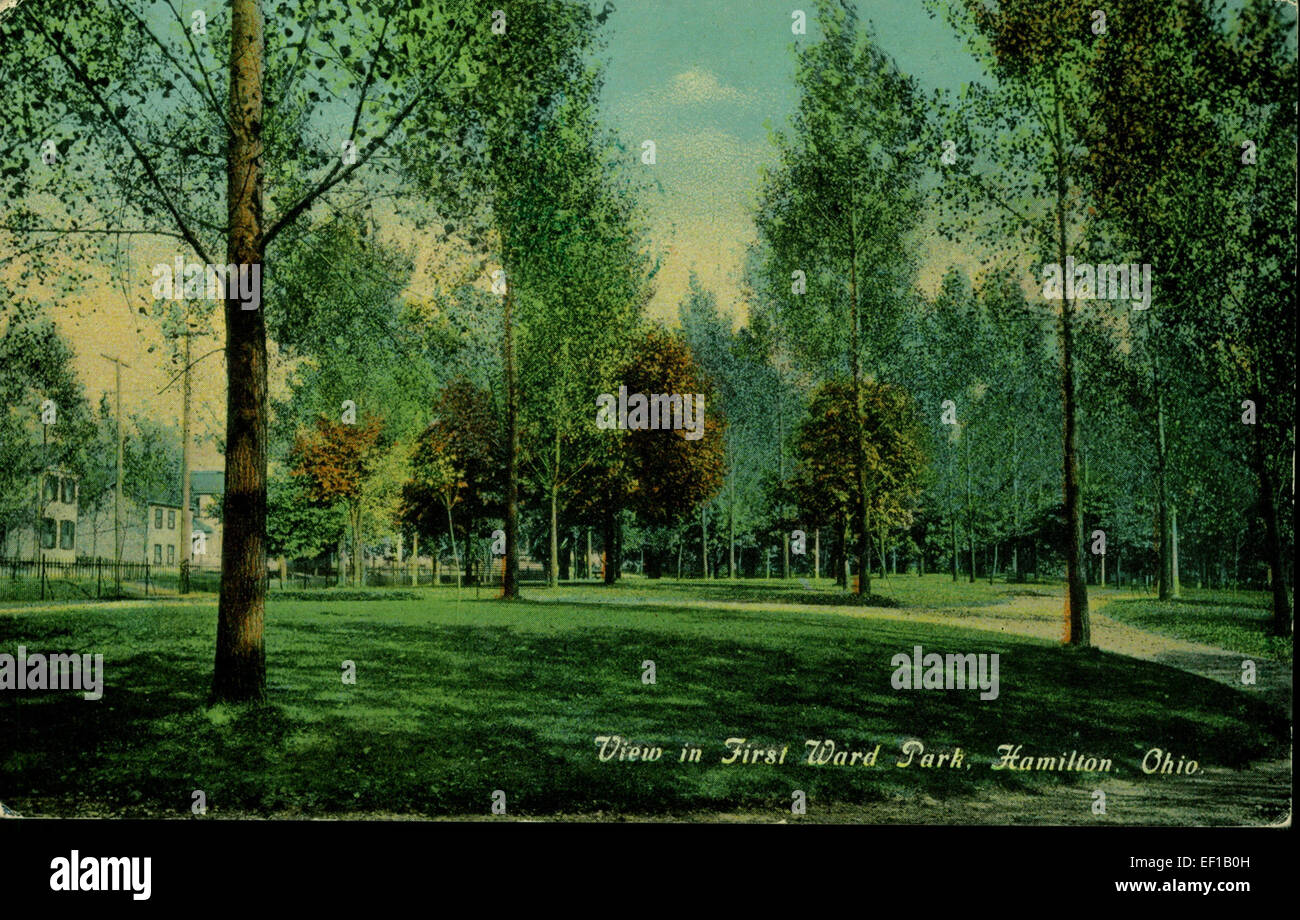 First Ward Park in Hamilton, Ohio, is captured in this historical ...