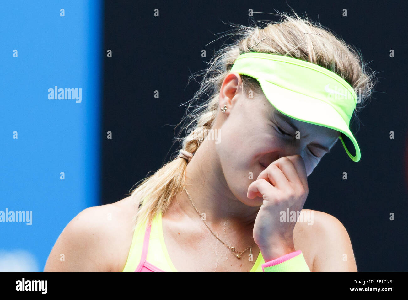 Melbourne, Australia. 25th Jan, 2015. 7th seed Eugenie Bouchard (CAN) in action in a 4th round ...