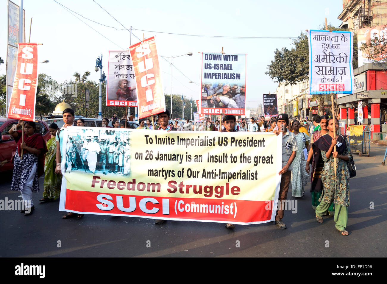 Left parties rallied from Lenin Statue to USIS protesting against US ...