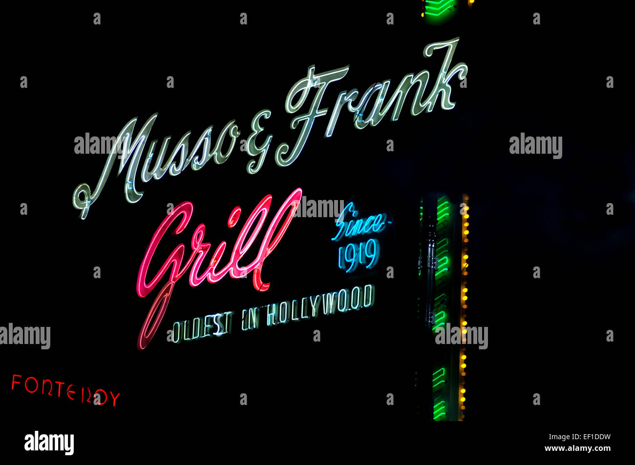 Vintage neon sign for Musso and Frank Grill on Hollywood Blvd Stock ...