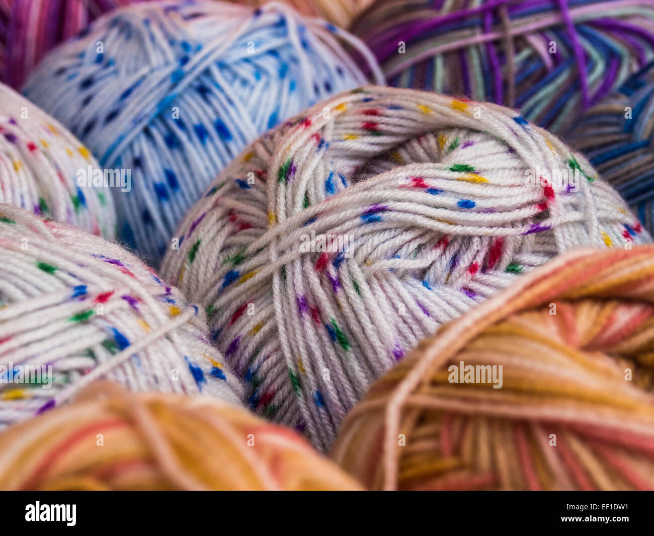 Colorful knitting wool balls Stock Photo - Alamy