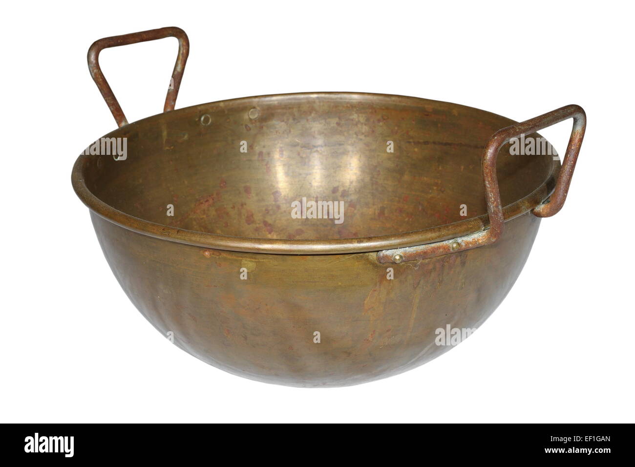 ancient weathered copper pot isolated over white background Stock Photo ...
