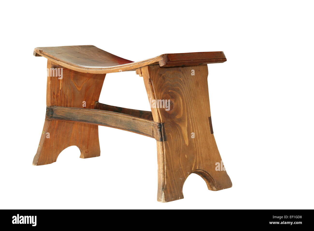 wooden traditional small seat isolated over white background Stock ...