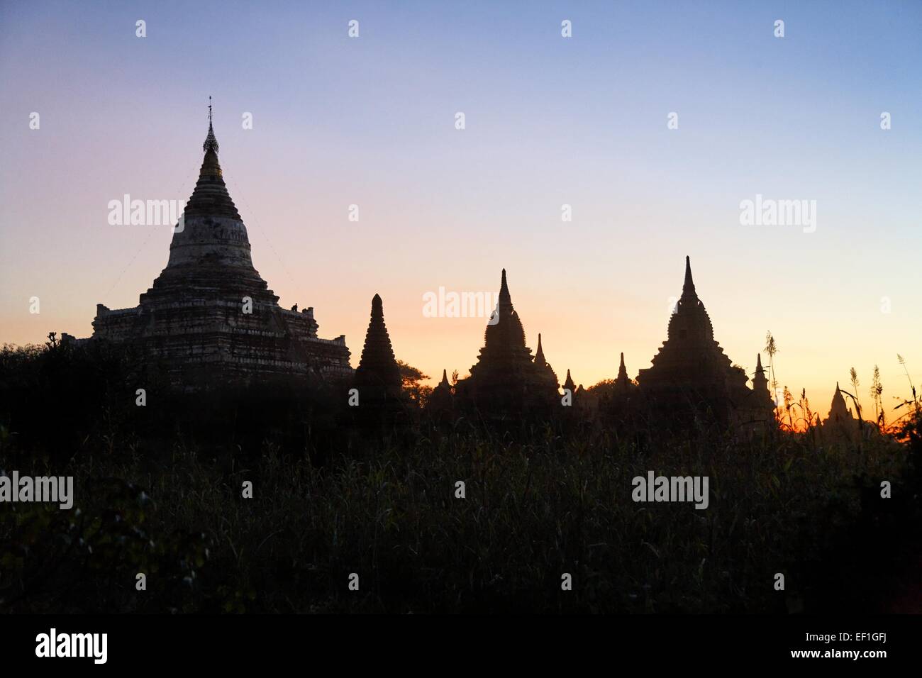 pagodas at dusk, Bagan Stock Photo - Alamy