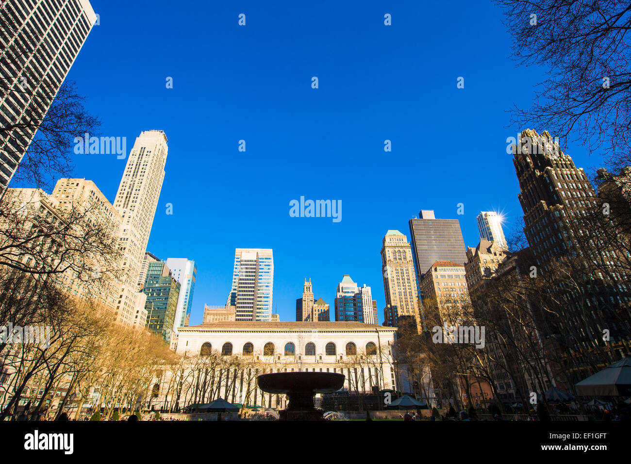 New York Skyscrapers View Upward Stock Photo - Alamy